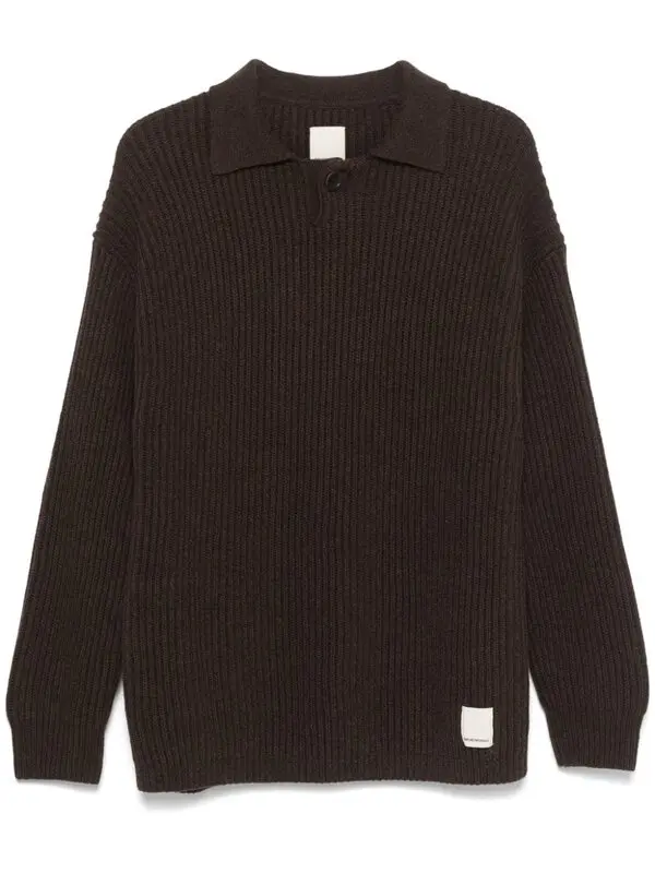 Emporio Armani Fisherman's-knit Polo Shirt - Brown