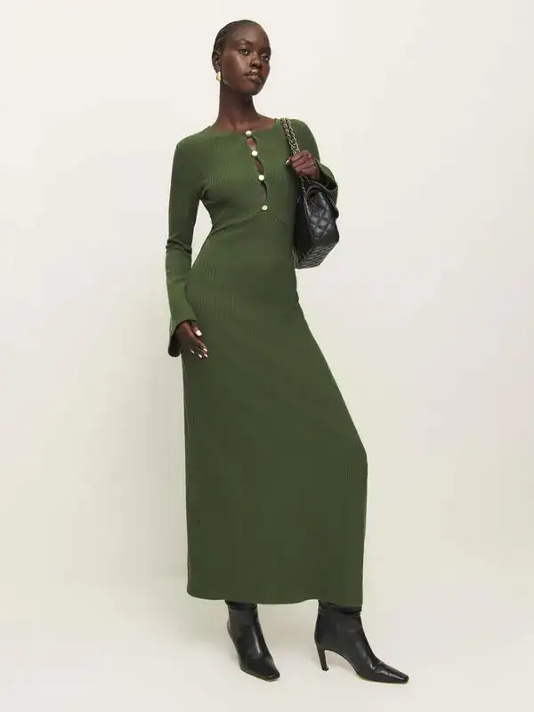 Reformation Hayden Knit Maxi Dress - Fern | Editorialist