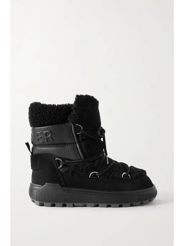 Bogner Chamonix Shearling, Textured-leather, And Suede Snow Boots - Black