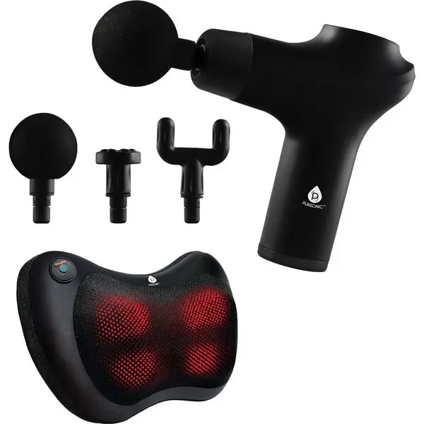 PURSONIC Ultimate Massage Therapy Bundle 3-speed Gun & Shiatsu Massager