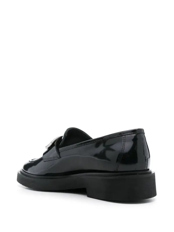 Casadei Logo-Plaque Loafers Black Editorialist