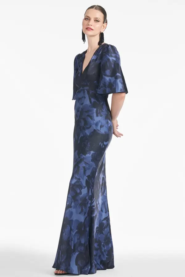 Sachin & Babi Mae Gown - Deep Ocean Bouquet