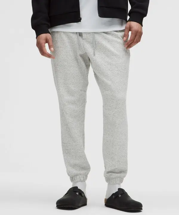 Lululemon Textured Double-knit Cotton Jogger - Heathered Melody Light Grey/black