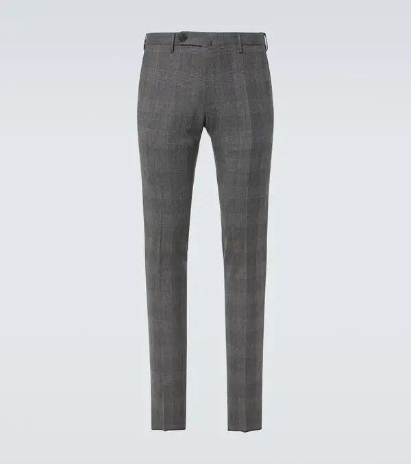 SLOWEAR Incotex Slim Fit Checked Wool-cashmere Trousers