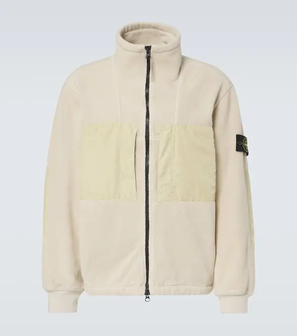 Stone Island Compass Cotton-blend Fleece Jacket - Beige