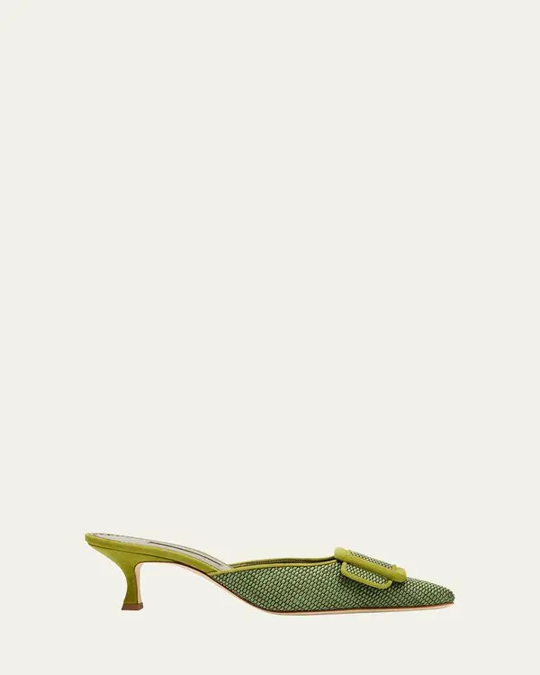 Manolo Blahnik Maysale Mule Pumps - Dark Green