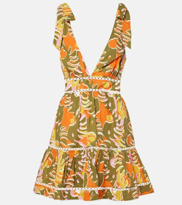 Poupette St Barth Cara Printed Cotton Minidress - Green