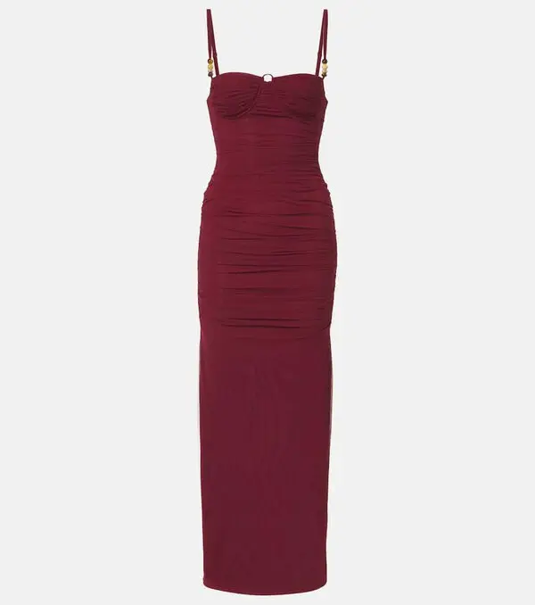 Sir The Label Toni Ruched Mesh Maxi Dress