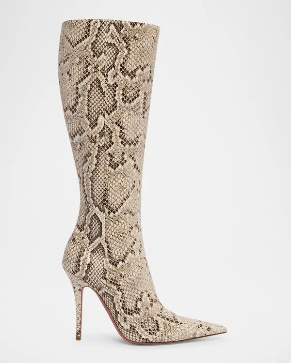 Amina Muaddi Barbara Snake-embossed Stiletto Boots