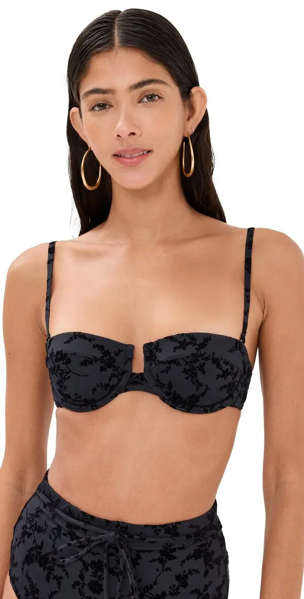 Zimmermann Wylie Textured Balconette Bikini Top - Black
