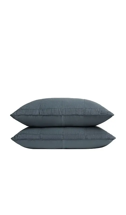 PARACHUTE Linen Box Quilted Sham Set In Navy - Dusk