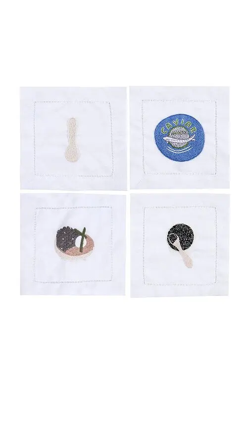 CHEFANIE Caviar Cocktail Napkins In White
