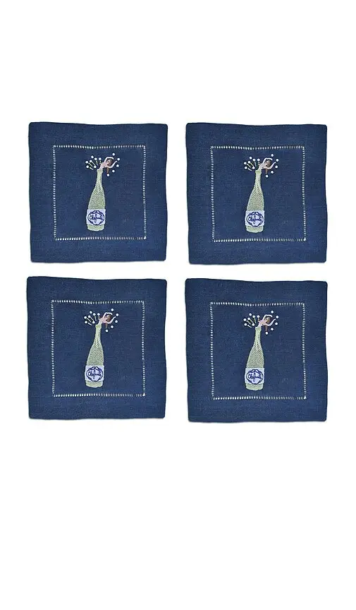 CHEFANIE Midnight Champagne Cocktail Napkins In Navy