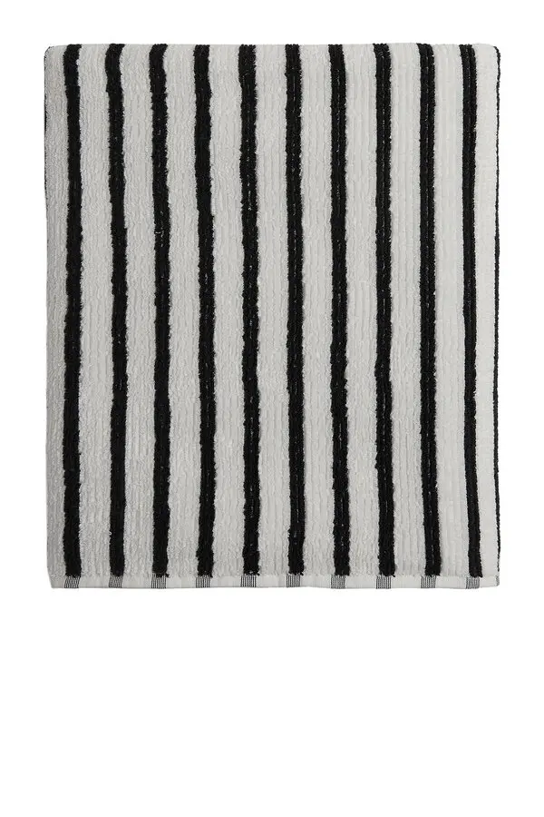PARACHUTE Organic Resort Stripe Hand Towel In Black,white - Plaster With Soft Black