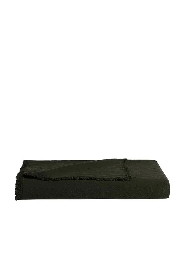 PARACHUTE Vintage Linen Throw In Green - Evergreen