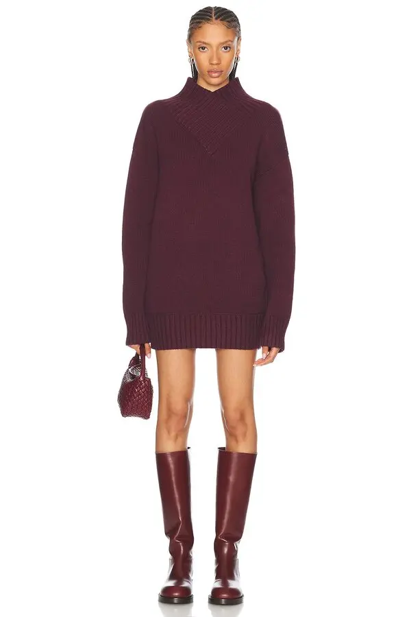 SEROYA Dessa Chunky Knit Sweater Dress - Merlot