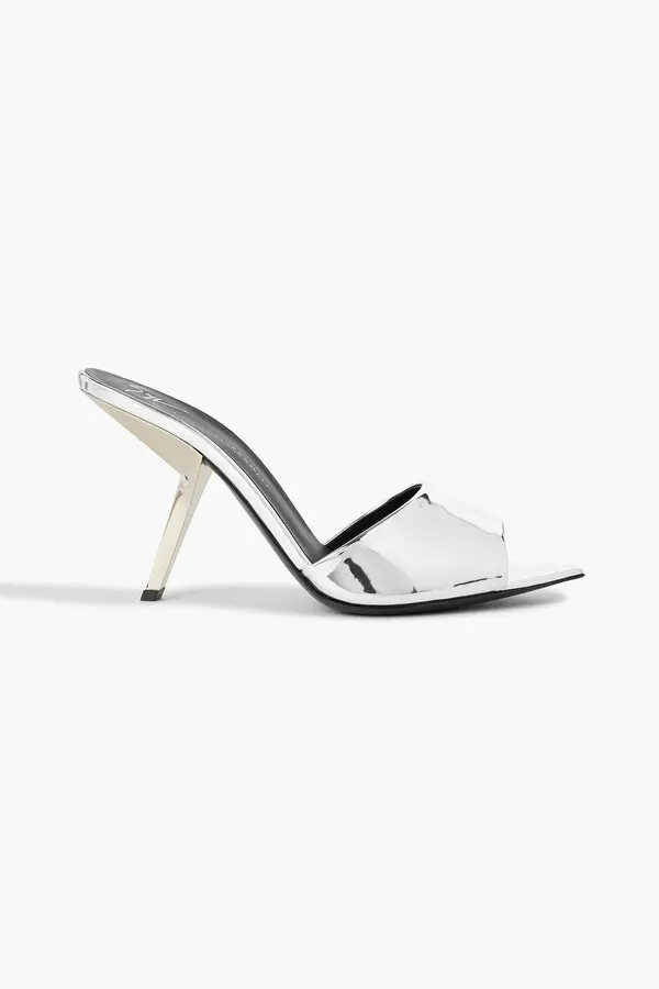 GIUSEPPE ZANOTTI Mystero Glossed Mules - Silver