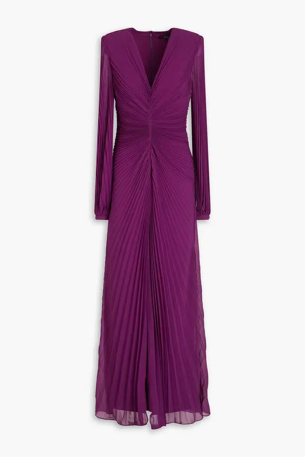 Badgley Mischka Plissé Georgette Gown - Violet