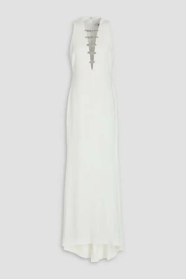 Badgley Mischka Embellished Stretch-crepe Gown