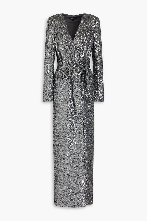 Badgley Mischka Sequined Stretch-tulle Gown