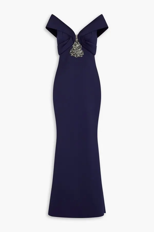 Badgley Mischka Embellished Draped Gown