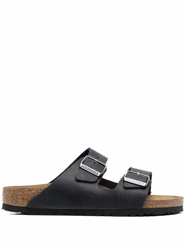 BIRKENSTOCK Arizona Oiled Leather Sandals - Black