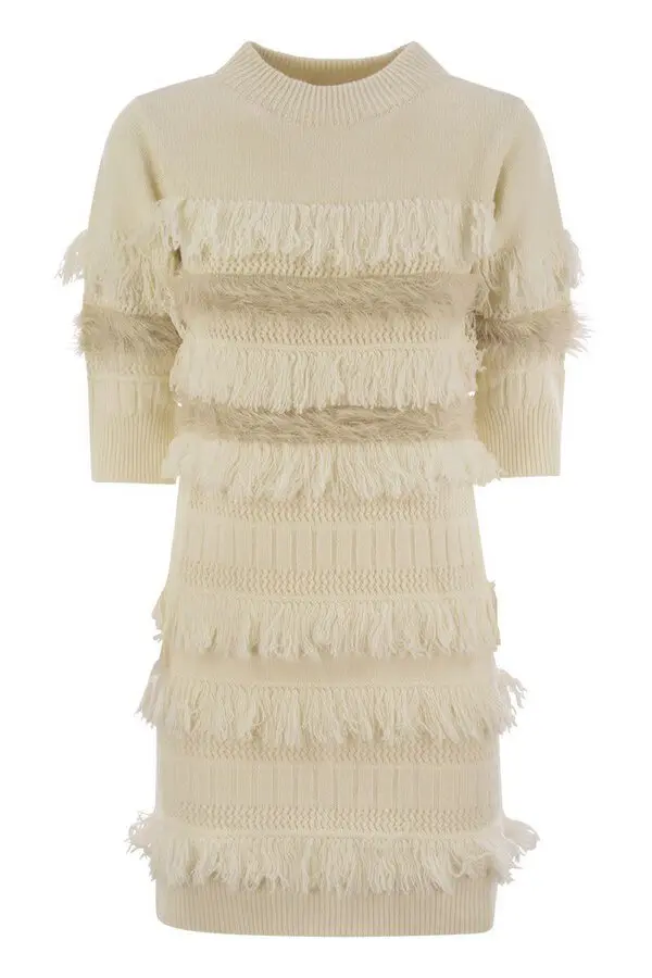 VANISÉ Wool And Cashmere Blend Fringe Dress