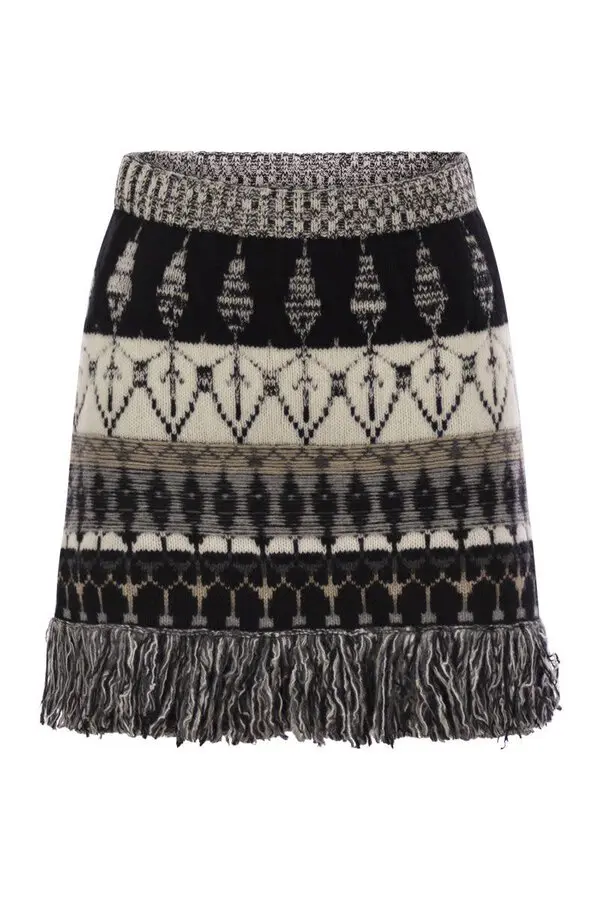 VANISÉ Wool And Cashmere Blend Jacquard Skirt