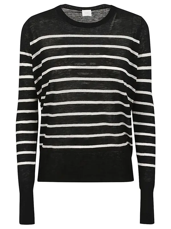 C.T.PLAGE Wool Striped Sweater - Black