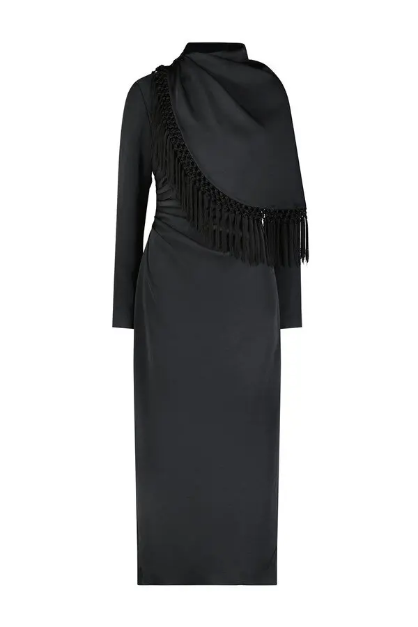 Lela Rose Washed Satin A-Line Dress In Black - 65% Off | Editorialist