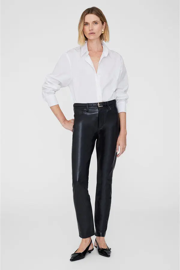ANINE BING Bruno Regenerated Leather Pant - Black