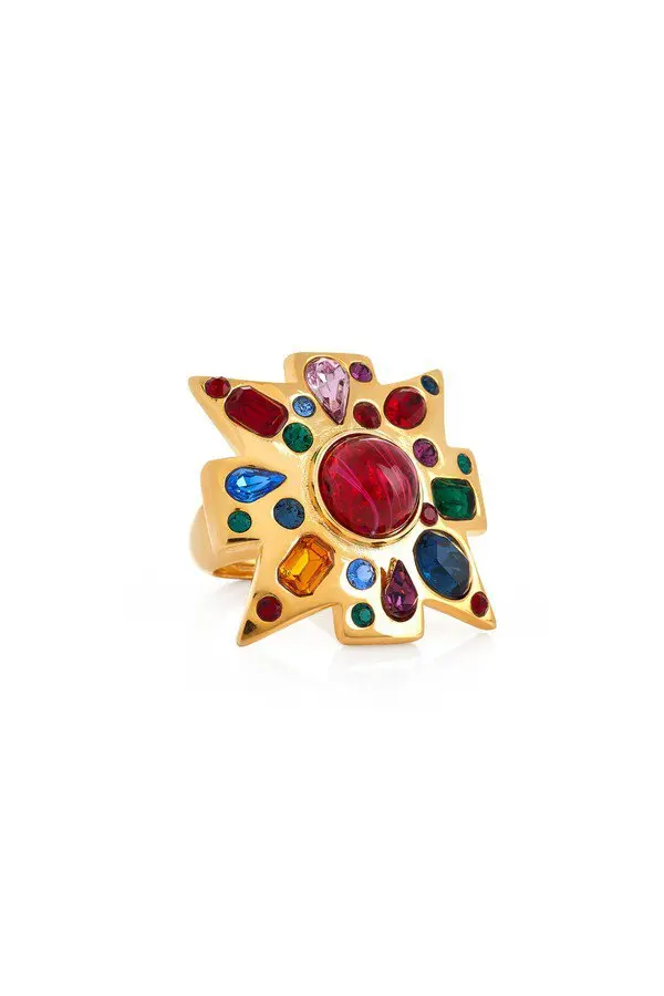 KENNETH JAY LANE Multi-gem Maltese Cross Ring