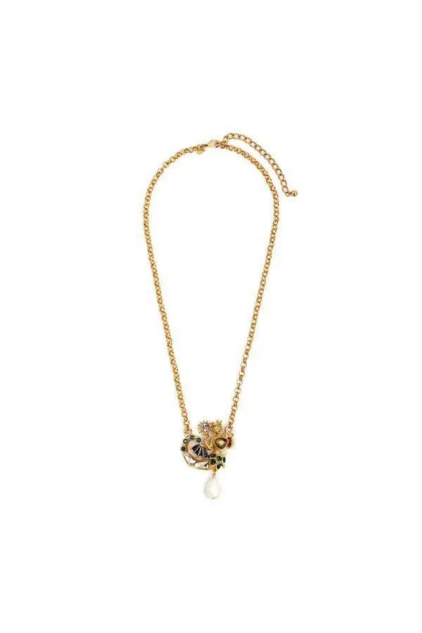 KENNETH JAY LANE Tone Chain Mermaid Pendant Necklace