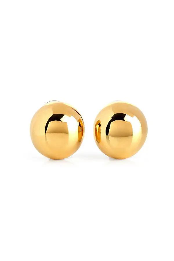 KENNETH JAY LANE Domed Button Clip Earrings - Gold