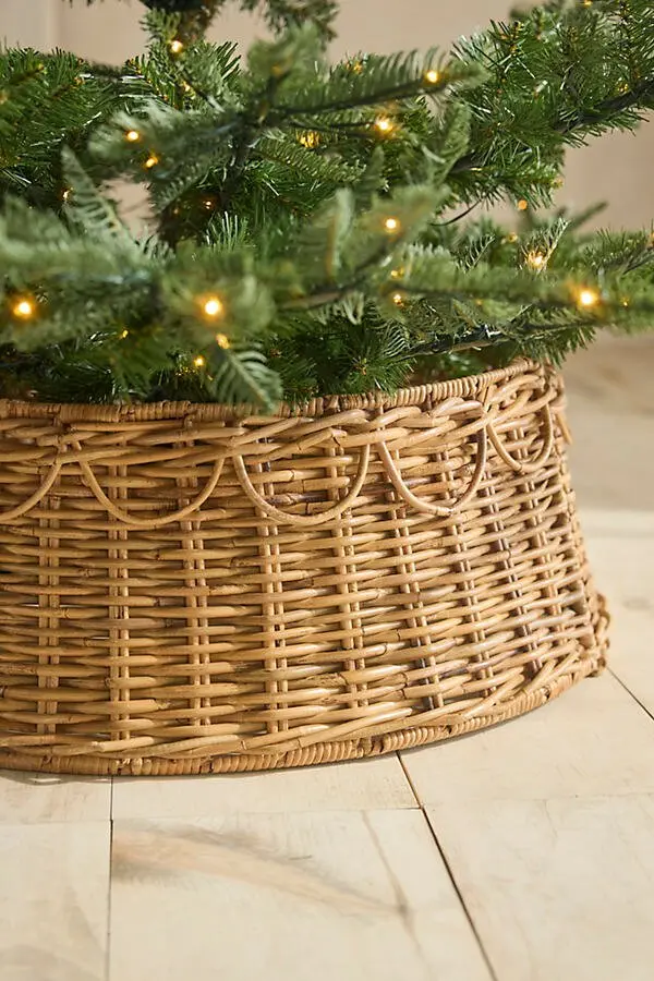 TERRAIN Scalloped Rattan Basket Tree Skirt