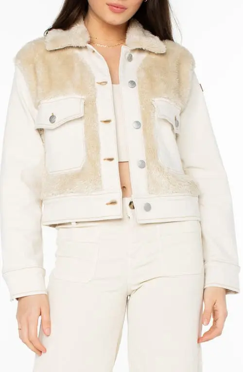 Roxy Mixed Media Faux Fur Trucker Jacket