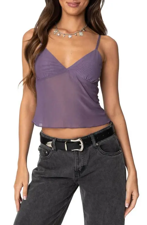 EDIKTED Serafina Sheer Mesh Camisole - Purple