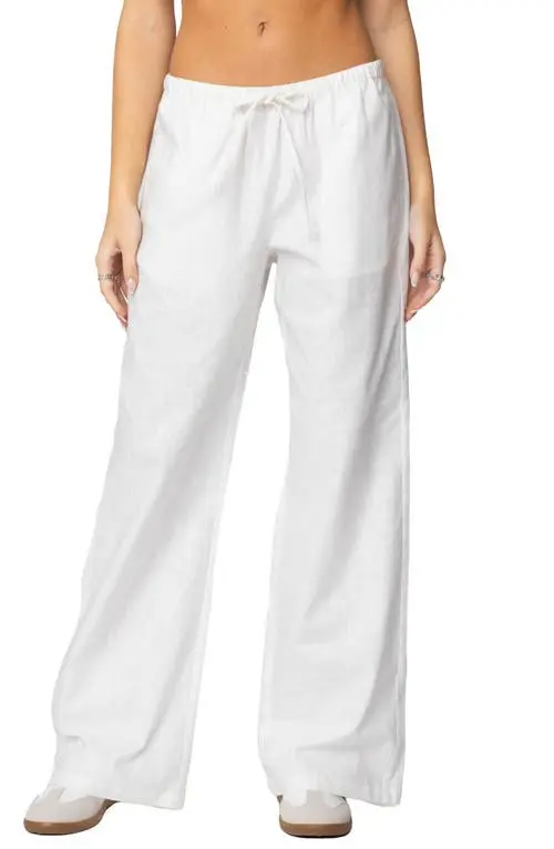 EDIKTED Alexa Low Rise Linen-blend Pants