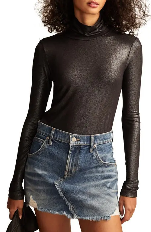 Lucky Brand Metallic Knit Turtleneck Top