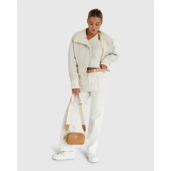 BELLE & BLOOM Mad Love Cropped Bomber Jacket - Cream