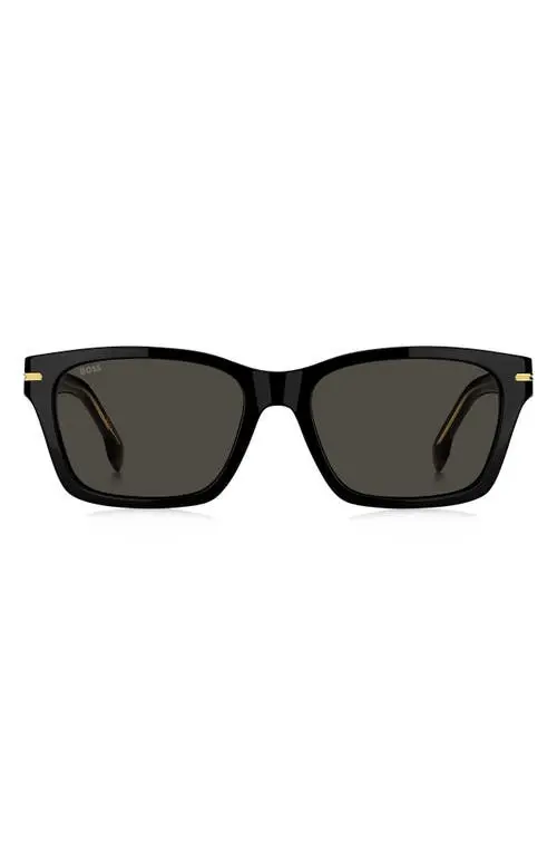 Hugo Boss 56mm Rectangular Sunglasses - Black/ Grey