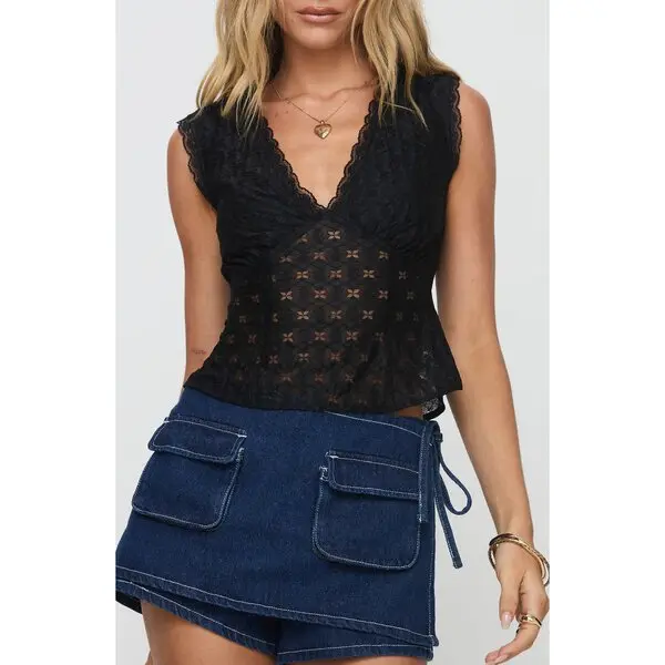 Princess Polly Gimmie Lace Tie Back Top