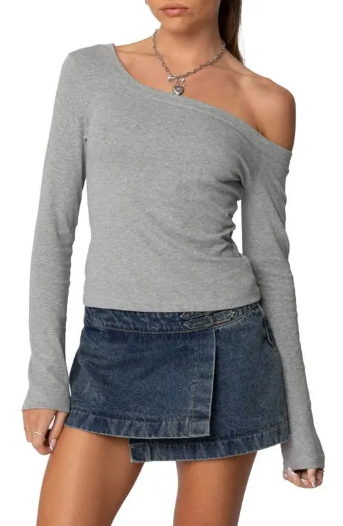 EDIKTED Adelaine Asymmetric Top - Gray-melange