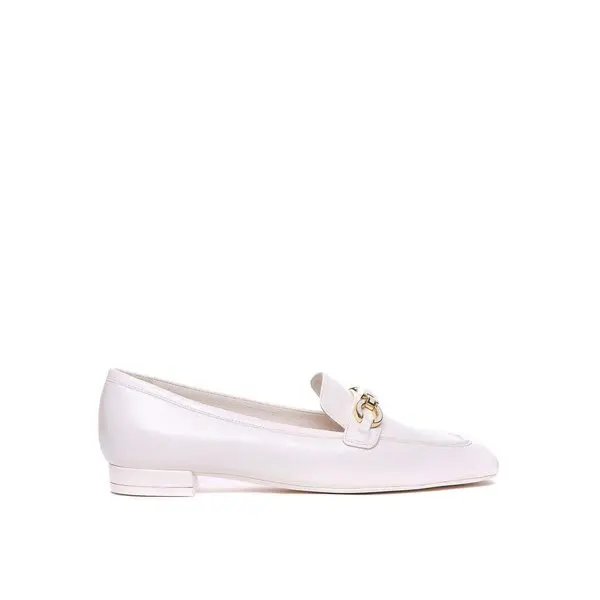STUART WEITZMAN Signature Square Leather Loafers - White