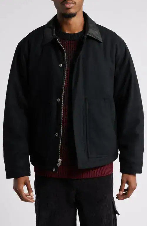 Obey Chisel Quilted Lining Melton Wool Blend Jacket - Black 