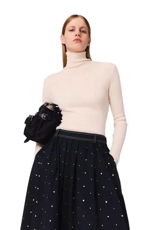 Maje Wool And Silk Turtleneck Sweater - Ecru