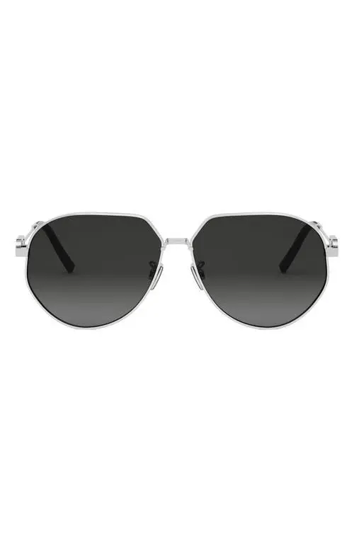 Dior Cd Link A1u 61mm Pilot Sunglasses - Shiny Palladium / Smoke