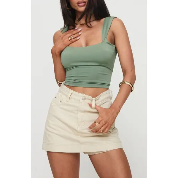 Princess Polly Imelda Open Back Crop Tank - Green
