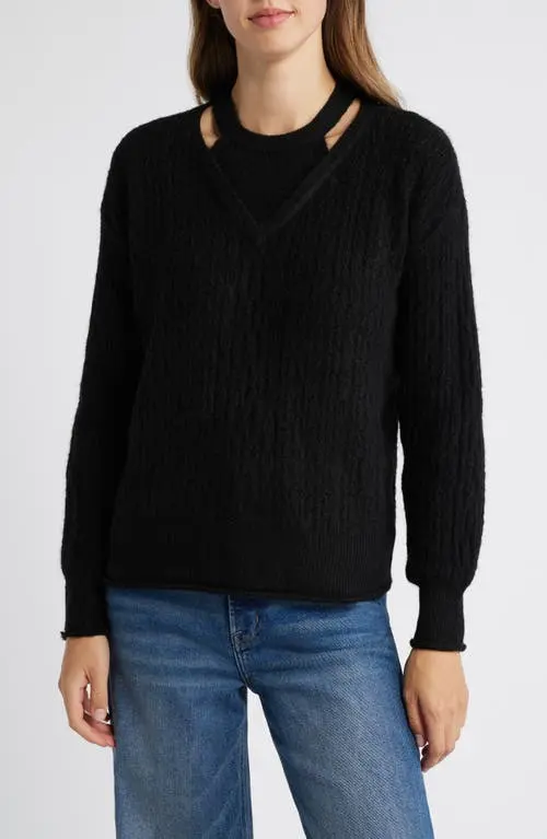 Wit & Wisdom V-neck Sweater With Bib - Black