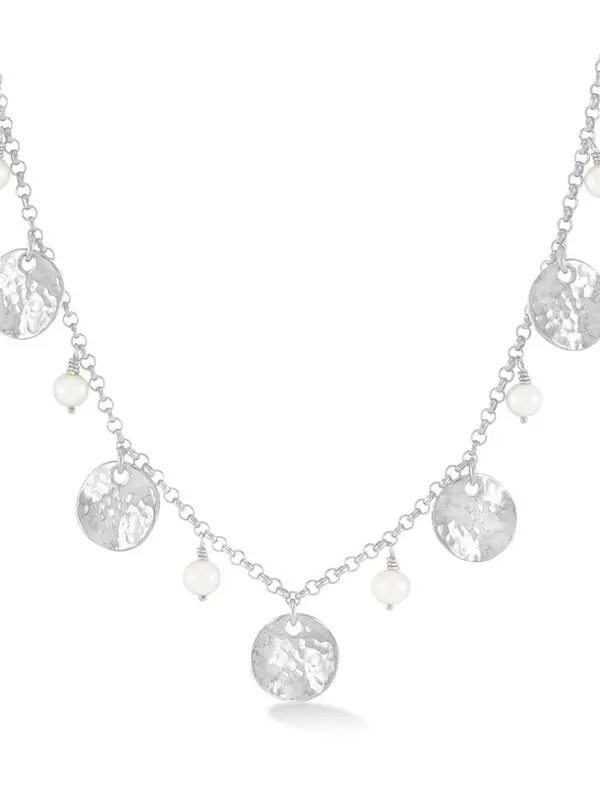 DOWER AND HALL Pearl And Disc Collar Necklace - Silver